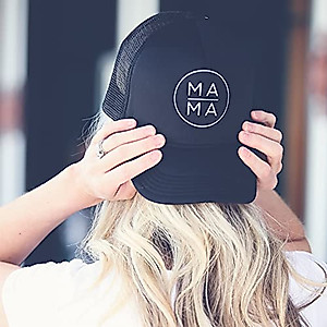 The Original Circle Mama Trucker Hat, Adjustable Snapback, Mom Hat, Mother's Day Birthday Gift (Mama Hat) Black