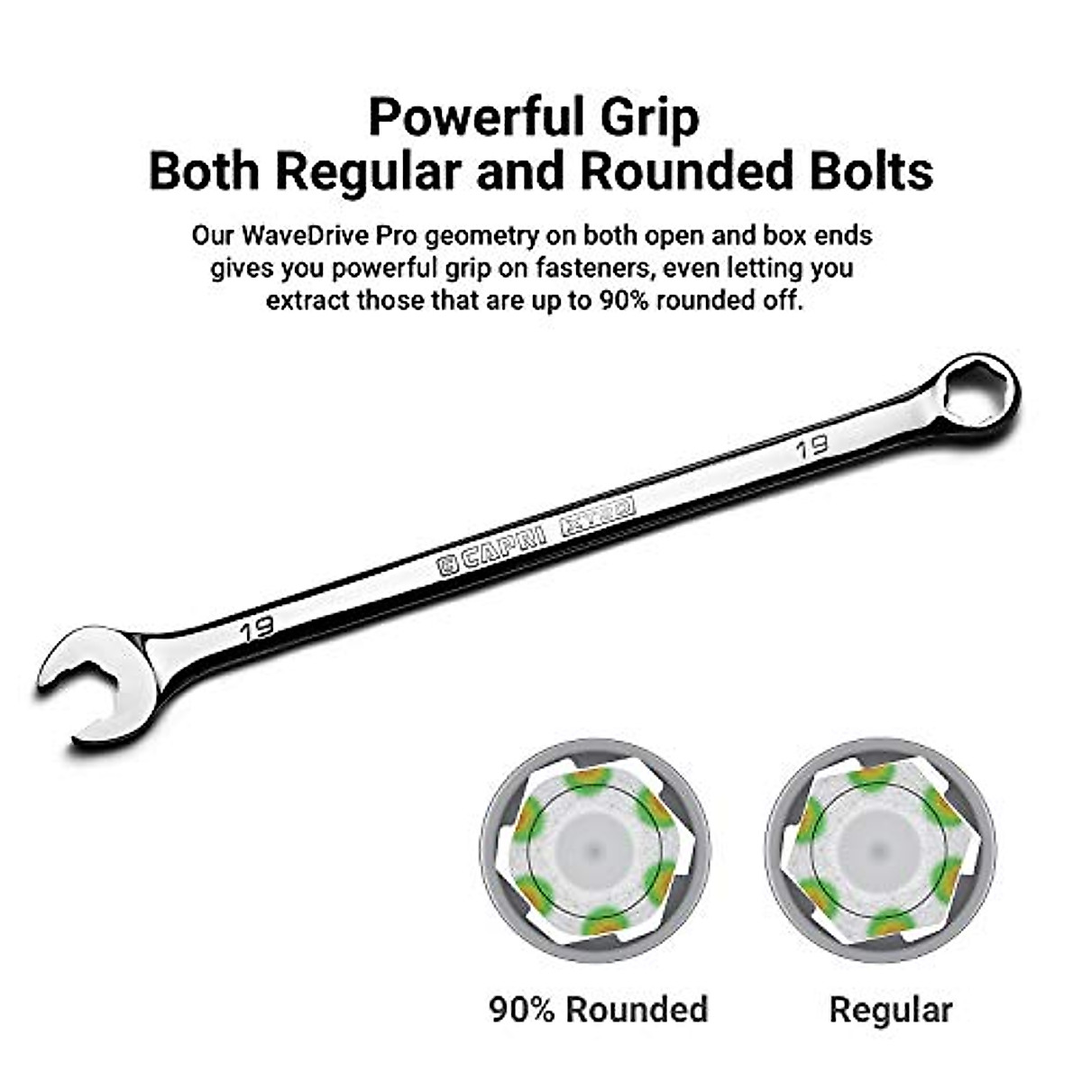 Capri Tools 1/2 in. WaveDrive Pro Combination Wrench for Regular and Rounded Bolts
