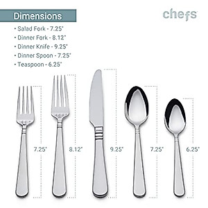 Chefs 18/10 Stainless Steel 44pc Flatware Set, Service for 8, Harlow
