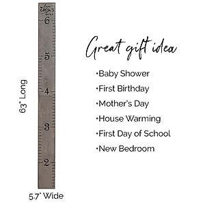 Headwaters Studio Height Ruler for Wall - Child Height Wall Chart, Height Chart for Kids Growth Chart for Wall Growth Chart Wood, Wooden Growth Chart for Wall - Love Grows Here Skinny Gray - 63"x5.75"
