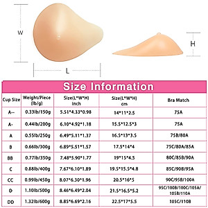 MaxTara Silicone Breast Form Women Mastectomy Prosthesis Bra Insert Pad 1 Piece Left Side A Cup 250g/piece