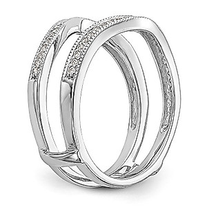 Solid 14K White Gold Engagement Wedding Ring Diamond Guard Size 7.5 (.24 cttw.)