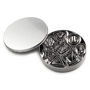 Mini Metal Cookie Cutters Set - 24 Pcs Clay Cutters / Mini Fruit Vegetable Cutters / Star Heart Round Flower Square Mini Cutters - Cookie Cutters for Kids Lunch / Mini Geometric Shapes Cookie Cutters