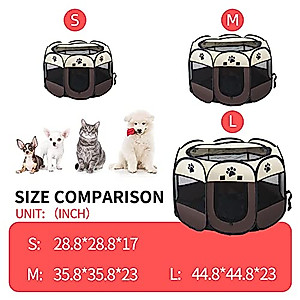 Portable Dog Playpen| Ronsan Dog House Indoor Outdoor| Pet Playpen for Small Dogs| Dog Travel Accessories Cat Kennel Size L