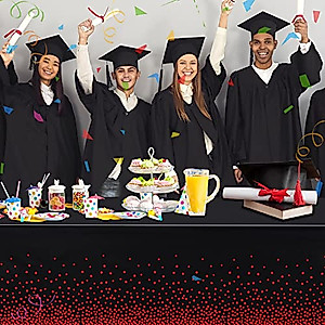 3 Pieces Dot Tablecloth Confetti Rectangle Plastic Disposable Table Cover for Birthday Wedding Baby Shower Engagement Anniversary Bachelorette Party, 54 x 108 Inch (Black and Red)