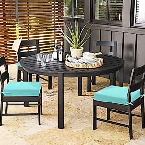 Topotdor Patio Chair Cushions Set of 2,Waterproof Outdoor Chair Cushions with Fade Resistant Removable Cover with Adjustable Straps for Patio Furniture Garden Sofa Couch,19"x19"x3" Teal