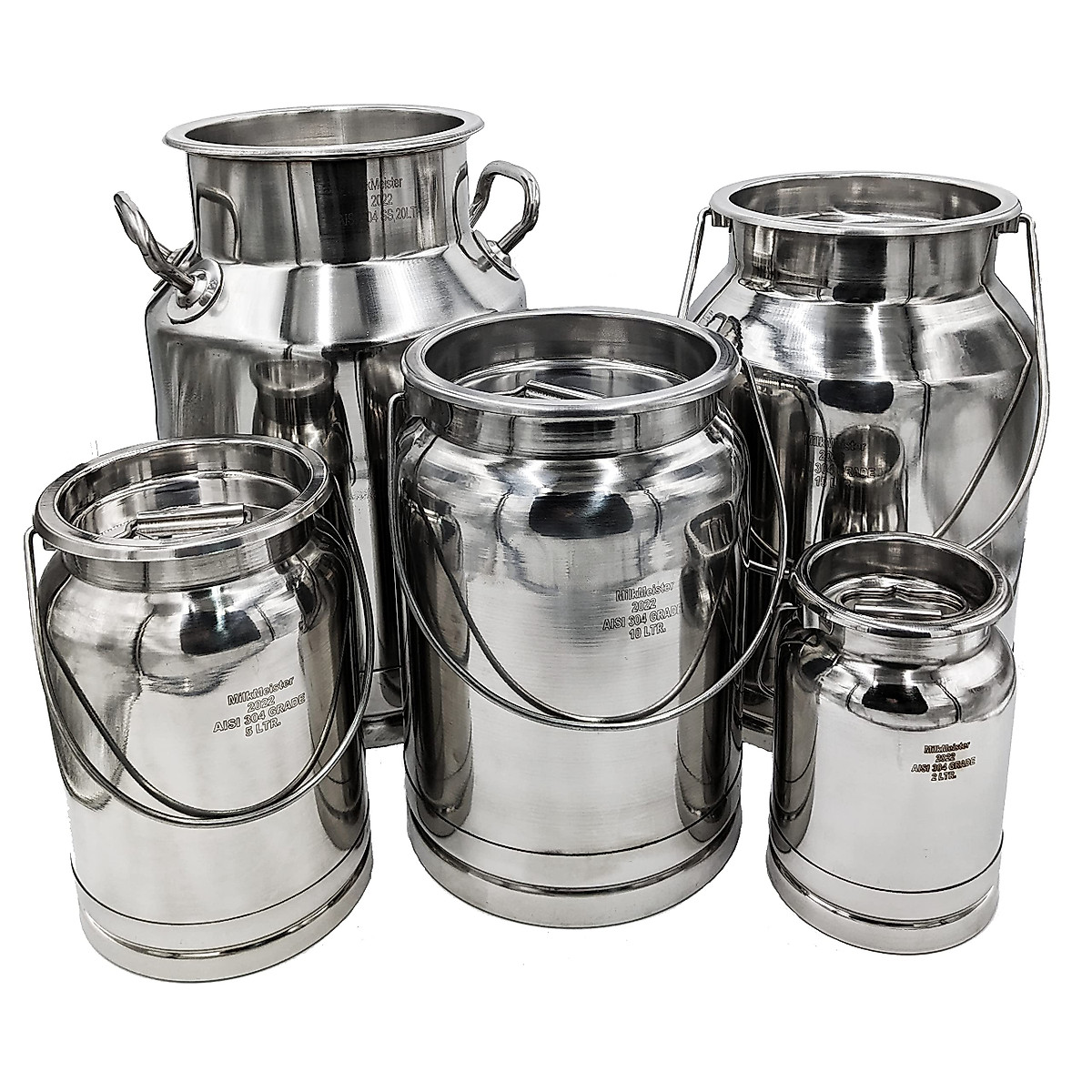 15 Qt Milk Can Tote, Stainless Steel with Lid and Handle 4 Gallon