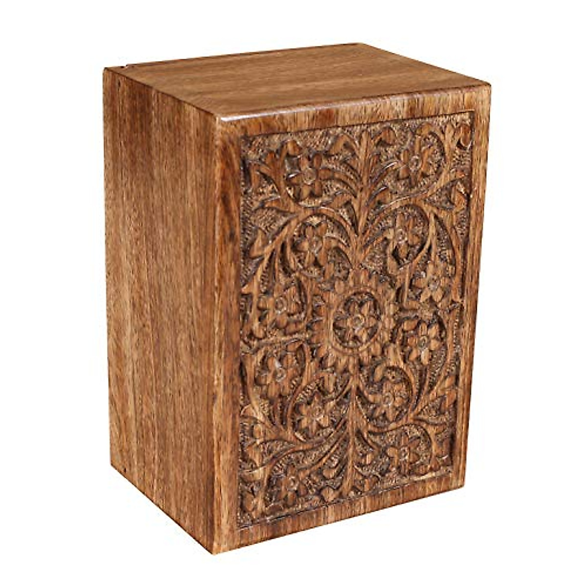 Funeral Cremation Urn Ashes with Beautiful Handmade Carving in Centre- X Large Natural,Urns for Human Ashes Adult Wooden,Wooden Urn with Hand-Made Design for Human Ashes, Wooden Urns Hand-Crafted