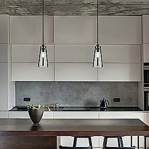 Globe Electric 60330 Sonny 1 Pendant Lighting, Dark Bronze, Seeded Glass Shade