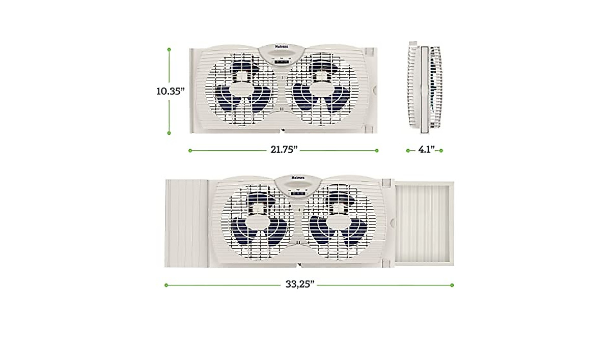 HOLMES Dual Blade Window Fan - Optimal Airflow & Control