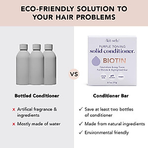 Kitsch Purple Conditioner Bar for Treated & Grey Hair, 2.7oz - Made in US, Toning Purple Bar Conditioner for Blonde, Grey & White Hair, Removes Brass & Yellow Undertones, Paraben Free