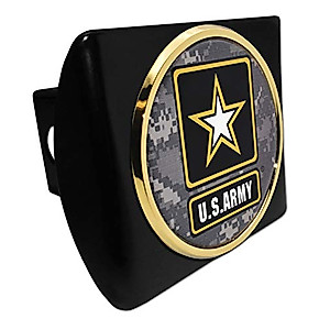 U.S. Army Camouflage Gold Star Black Metal Hitch Cover