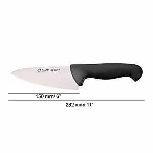 ARCOS Chef Knife 6 Inch Nitrum Stainless Steel and 150 mm blade. Professional Multipurpose Cooking Knife. Ergonomic Polypropylene Handle. Series 2900. Color Black