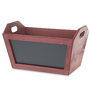 The Lucky Clover Trading Rectangular Wooden Planter Chalkboard-11in Basket, Red