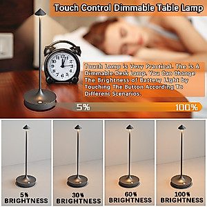 Cordless Table Lamp Rechargeable LED Table Lamps Battery Operated 4000mAh Touch Dimmable Wireless Lamp Waterproof Portable Outdoor Table Light for Restaurants and Dining Home Indoor/Outdoor Use