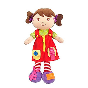 Linzy Plush 16" Educational Plush Doll, Adorable Plush Doll Comes with clad,a Removable Outfit Packed with Closures-Perfect for Testing a Little One's Growing Problem Solving and Motor Skills
