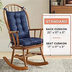 Codi Rocking Chair Cushion Outdoor, Rocker Cushions Water Resistant | Best for Porch Patio Chairs Replacement Pads | Two 17x17 Seat with Two 17x21 Back, Comfortable Memory Foam Add, Navy