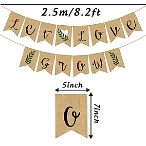 Adurself Let Love Grow Burlap Banner with Flower Pattern for Wedding Baby Shower Succulent Bridal Shower Anniversary Christmas Valentine's Day Party
