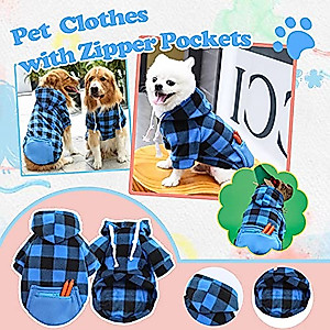 Small Puppy Sweater Boy Pet Autumn and Winter Zipper Fleece Pocket Sweatshirt Lattice Tops Pet Cats and Dogs Hoodies Cute Warm Pet Clothes