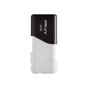 PNY Compact Attache 32GB USB 2.0 Flash Drive - Black/White - P-FD32GCOM-GE
