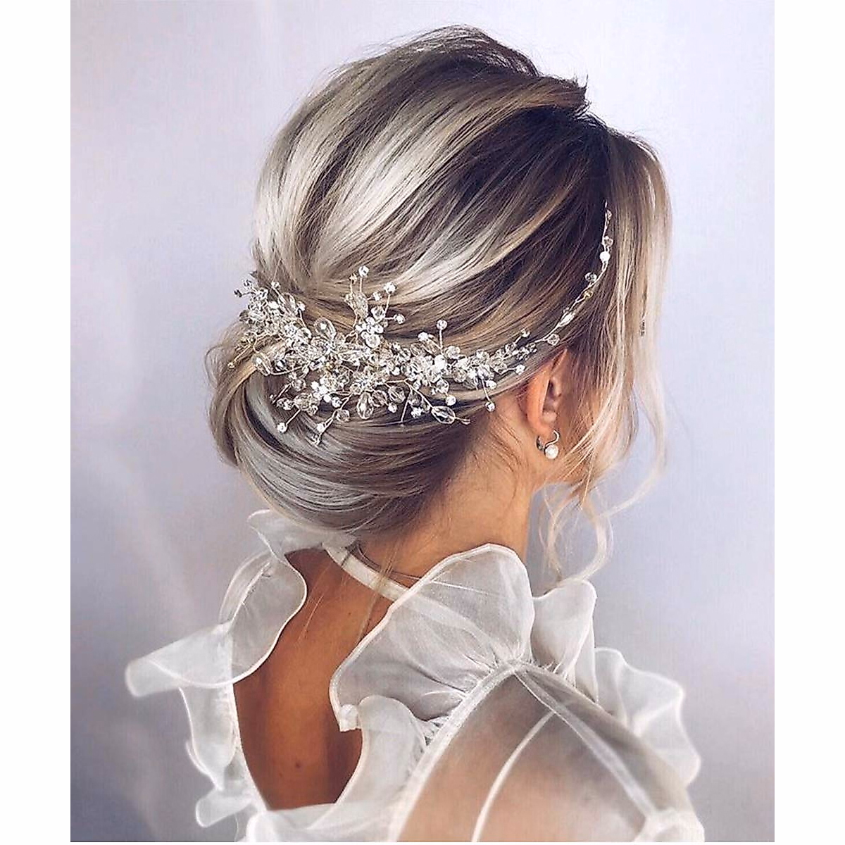 Denifery Crystal Headband Bridal Hair Piece Bridal Hair Accessories Bridal Hair Vine Wedding Headpiece Hair Pieces Wedding Hair Piece Wedding Hair Accessories (Silver)