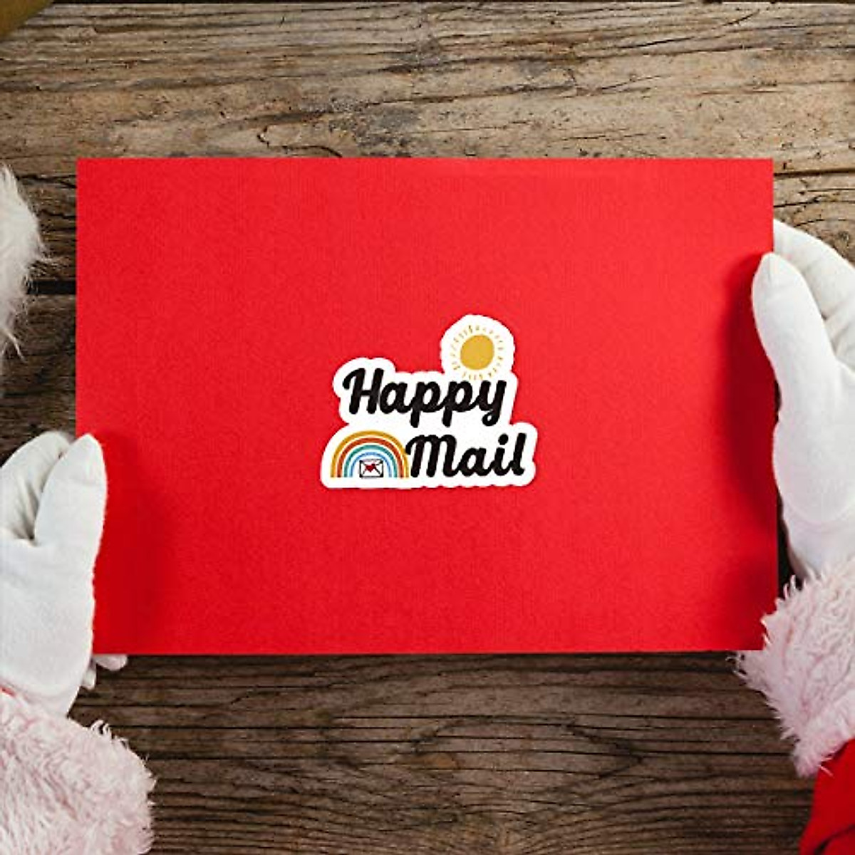 Muminglong 1.5 Inch Happy Mail with Sun and Rainbow Stickers, Small Shop Stickers, Thank You Sticker,Small Business, Packaging Sticker, 500 PCS