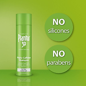 Plantur 39 Natural Phyto Caffeine Shampoo for Thinning Hair for Women, Volumizing Shampoo for Natural Hair Growth for Fine and Thinning Hair, Niacin, Caffeine, Zinc, White Tea Extract, 8.45 floz