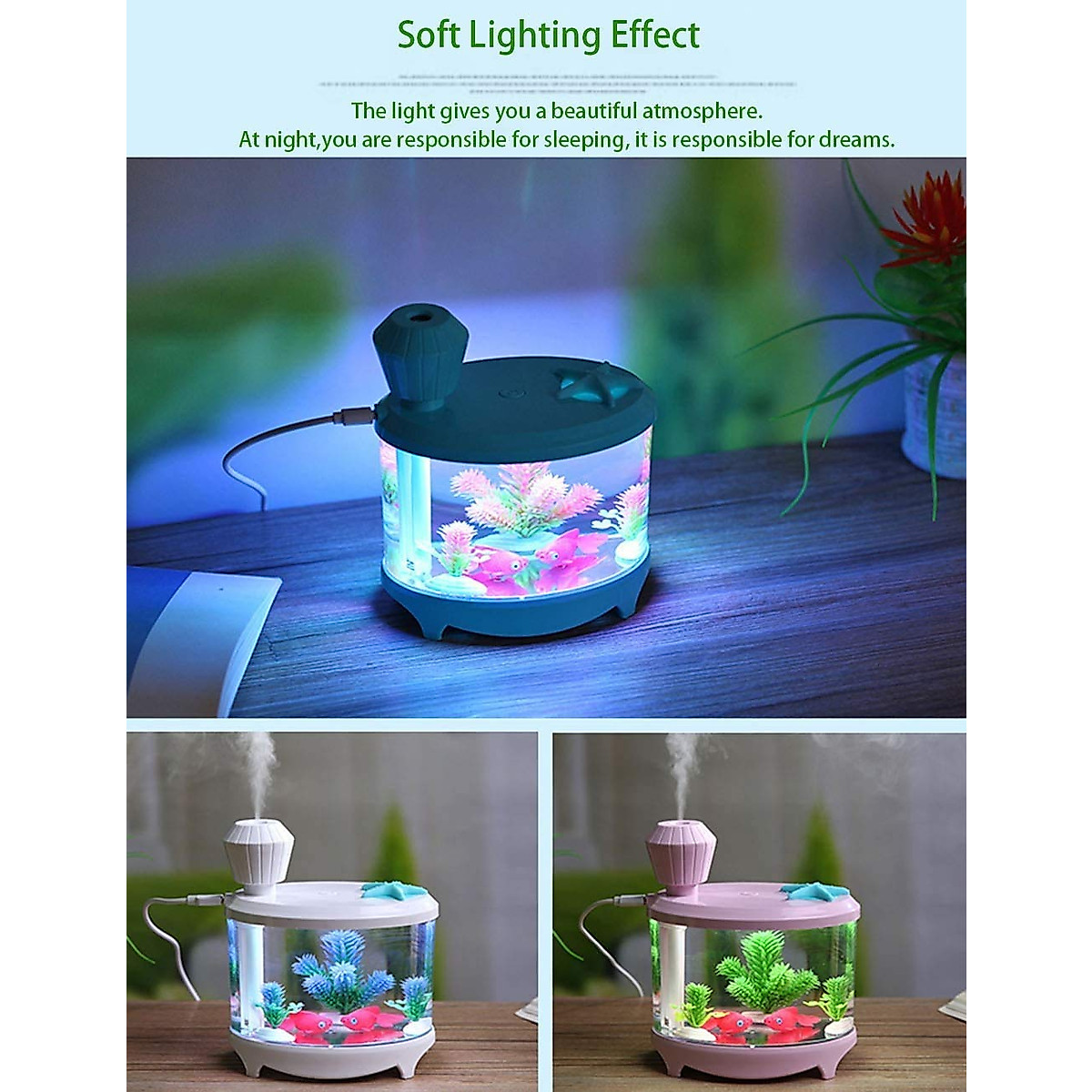 ACEBON Portable Mini Humidifier, 460ml Cool Mist Small Humidifier, USB Quiet Operation Desktop Humidifiers for Baby Bedroom Travel Office Home, 2 Mist Modes (Pink)