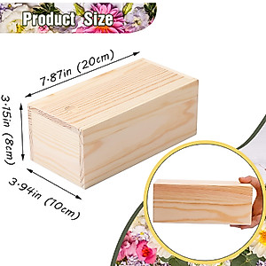 3 Pieces 7.87 x 3.94 x 3.15 Inch Unfinished Wood Box with Sliding Lid, Small Wooden Storage Crates Container Empty Gift Boxes Pencil Box for Crafts Project Hobby Wood