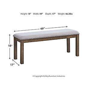 Signature Design by Ashley Moriville Casual Rustic Upholstered Dining Bench, Grey & Brown