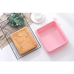 Silicone Square Cake Baking Pan Bakeware Brownie Pan+2 Silicone Heart Cake Pan, Mold a set of 3