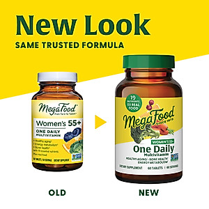 MegaFood Women's 55+ One Daily Multivitamin for Women with Vitamin A, Vitamin C, Vitamin D3 & Vitamin E for optimal aging support - Plus Real Food - Immune Support Supplement - Vegetarian - 60 Tabs
