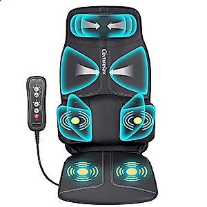 Back-Massager with Compaction and Vibration, Height-Adjustable Seat Massager, Massage Chair Pad for Neck Back Waist Hip, Chair Massager Cushion Helps Relieve Pain, Office or Home Use, Soft Leather