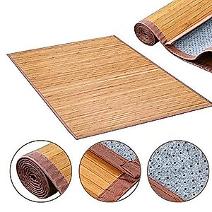 Nisorpa Natural Bamboo Bathroom Mat 28x79 Inches Large Bamboo Area Rug Anti Slip Kitchen Floor Runner Bamboo Matting Carpet for Bedroom Living Room Kitchen
