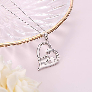 925 Sterling Silver Cute Pet Animal I Love You Forever Gerbil Chinchilla Guinea Pig Hamster Heart Pendant Necklace Birthday Jewelry for Women Daughter, 18 inch