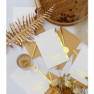 Winoo Design Luxury Thank You Cards with Envelopes - 20PK Gold Thank You Notes 4x6 Inches Baby Shower Thank You Cards Wedding Thank You Cards Small Business Graduation Funeral Bridal Shower