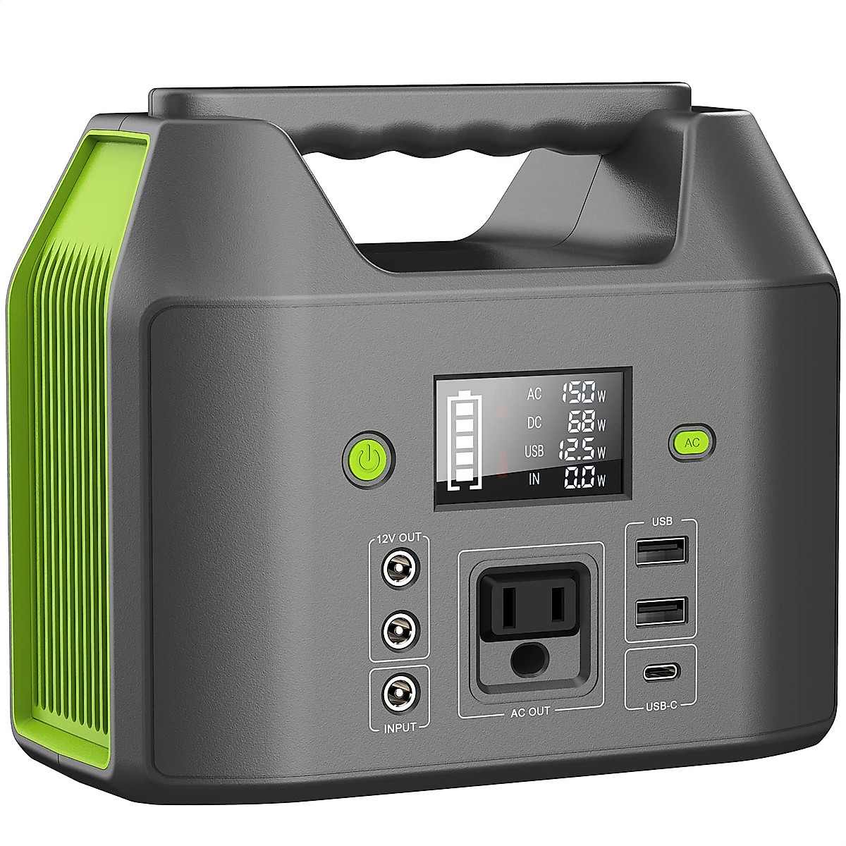 EnginStar Portable Power Station 150W 155Wh,40W Solar Panel, Power Bank with 110V AC Outlet, Foldable Solar Panel for Portable Power Station, 6 Outputs External Battery Pack with LED Light,QC3.0 USB