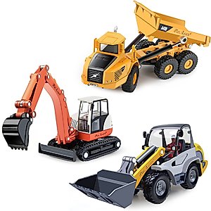 iPlay, iLearn Heavy Duty Construction Site Playset, Metal Dump Truck, Excavator Digger Backhoe, Tractor Bulldozer Diecast Vehicle, Outdoor Sandbox Car Toy, Birthday Gift 3 4 5 Year Old Boy Kid Toddler