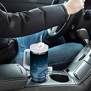 RPLIFE Fire Water Basketball Stainless Steel Coffee Tumbler, Insulated Coffee Cups with Lids, Tumblers for Women