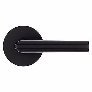 Kwikset Milan Interior Passage Door Handle, Lever For Closet and Hallway Doors, Reversible Non-Locking Handle Lever, Matte Black