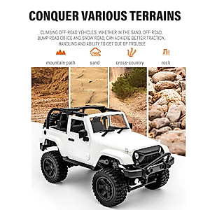 GoolRC F2 RC Car, 1/14 Scale 2.4GHz Remote Control Car, 4WD 30km/h High Speed Racing Car, All Terrains Off Road RC Monster Vehicle Truck Crawler with LED Light for Kids and Adults (White Convertible)