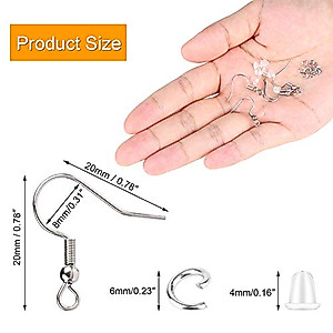 Stainless Steel Earring Hooks French Ear Wire, 600pcs Earring Making Findings Parts Jewels DIY Supplies Kits, with Silicone Earring Backs Stoppers & Open Jump Ring