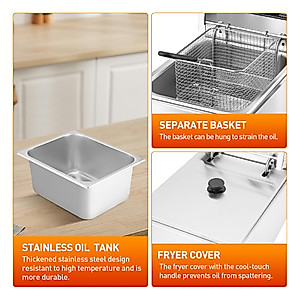 Rengue Electric Deep Fryer, 10L Large Countertop Deep Fryer with Basket, Lid, Commercial Deep Fryer with Constant Temperature Control System 110V, 1800W