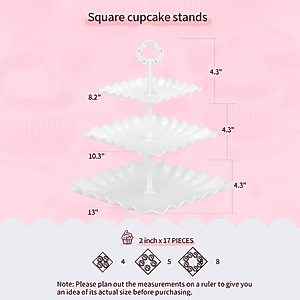 NWK 5 Piece Cake Stand Set with 2 x Large 3-Tier Cupcake Stands, 3 x Appetizer Trays, for Wedding Birthday Baby Shower Tea Party Decorations