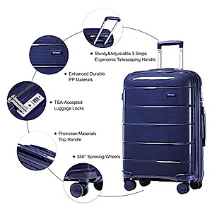 Joyway Luggage Sets,3 Piece Suitcase Set Carry On Luggage with Spinner Wheels,Hardside PP Durable Luggage with TSA Lock(Blue, 11 piece set)…