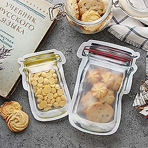 18pcs Mason Jar Zipper Bags,Food Storage Snack Sandwich Ziplock Bags,Reusable Airtight Seal Food Storage Bags,Leakproof Food Saver Bags for Travel Camping and Kids (Tallx1+Lx5+Mx6+Sx6)