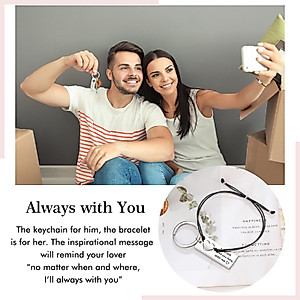 Tarsus Drive Safe Keychain Boyfriend Gifts from Girlfriend Wife Matching Keychain Heart Bracelet Set Gifts for Couples Him Husband Men Fathers Day Valentines Day