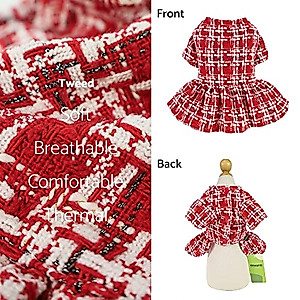 Fitwarm Vintage Dog Dress, Christmas Dog Clothes for Small Dogs Girl, Cat Winter Apparel, Red, Red, X-Small