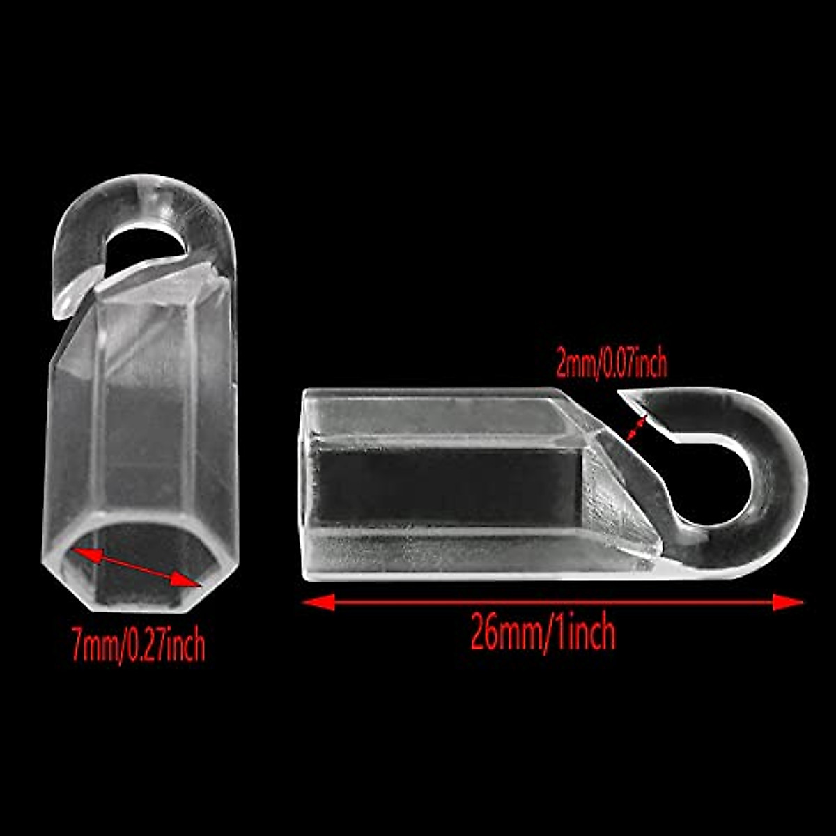 AXLIZER 6PCS Hook Connector Wand Cap Wand Tip Hook Sleeve Tip Fixing Hook of The Blind Rod for Hexagon 7mm Plastic Blind Tilt