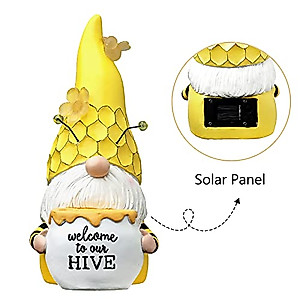 Newsparkle Garden Gnomes Decorations,Bee Garden Gnomes Outdoor for Yard,Garden Statues Beehive with Sunflower Solar Decor for Patio Yard Lawn Porch